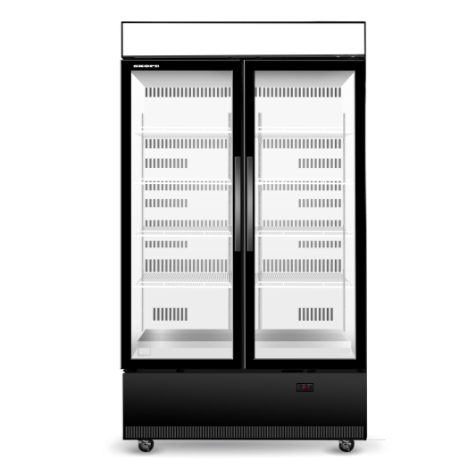 SKOPE-BCE1200N 2 glass door Upright chiller, bottom unit, black/white ...