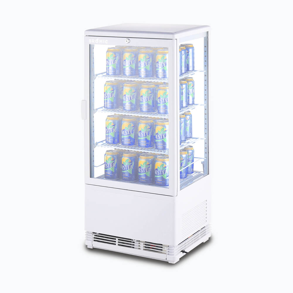 Counter Top Chiller, 4 side glass, 78 litres, LED lights, 3adj. Shelve ...