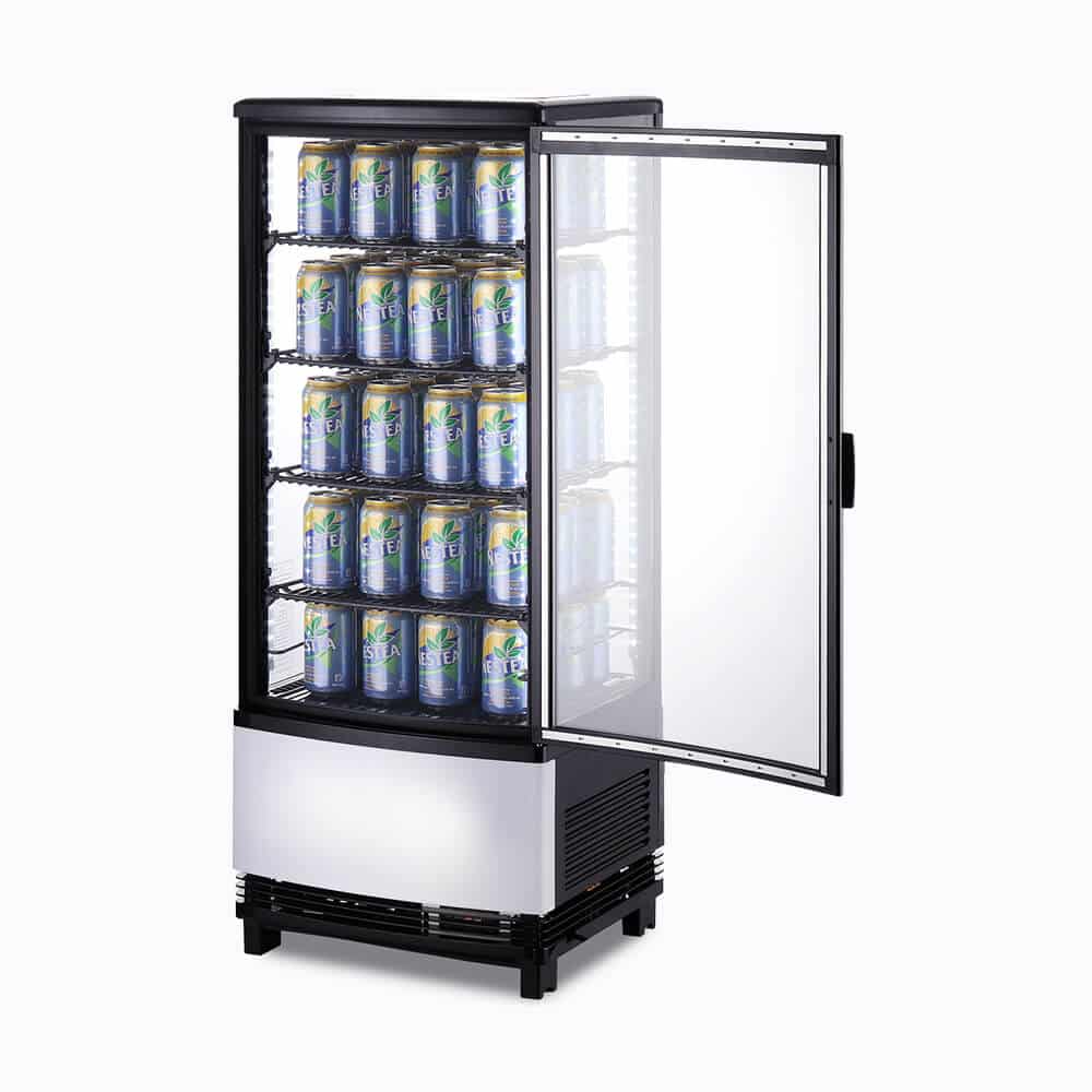 Counter Top Chiller, curved glass door, 100 litres, LED lights, light ...
