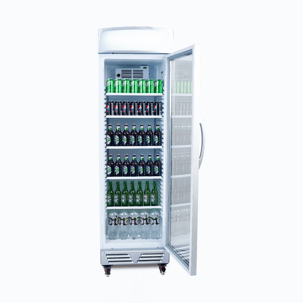 Glass single door Merchandiser, LED lights, 372litres, display light b ...